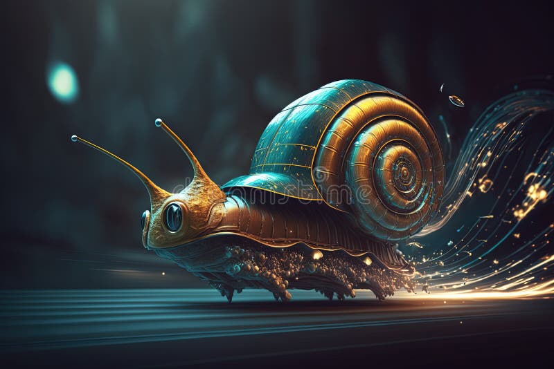 Snail Running at Lightspeed. Generative AI Stock Illustration ...