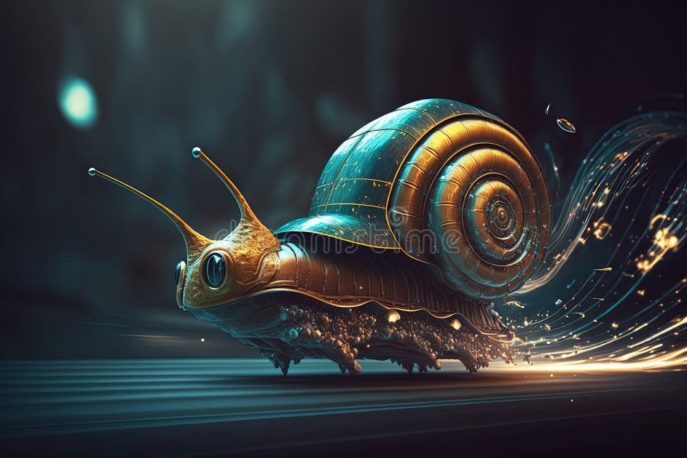 Snail Running at Lightspeed. Generative AI Stock Illustration ...