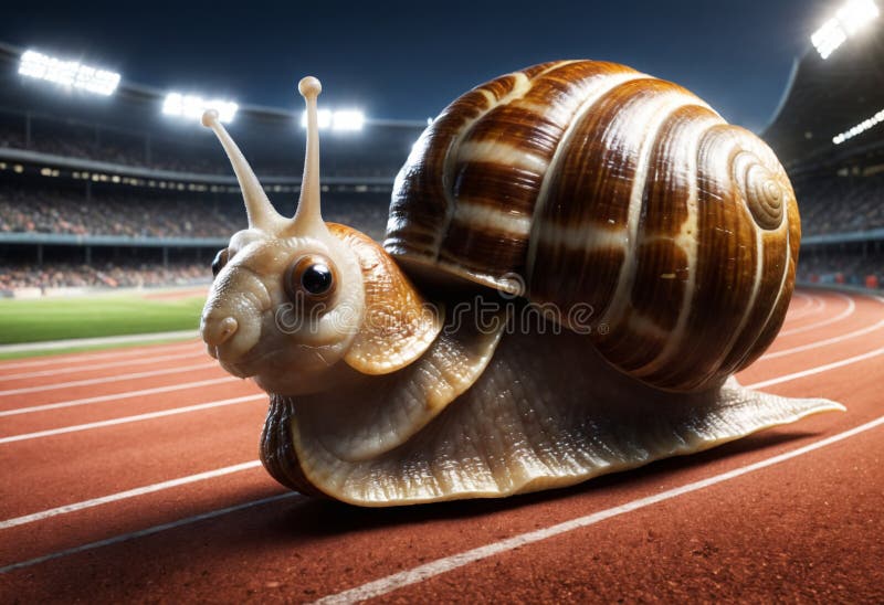 Snail Runs on the Racetrack. Generative AI Stock Illustration ...