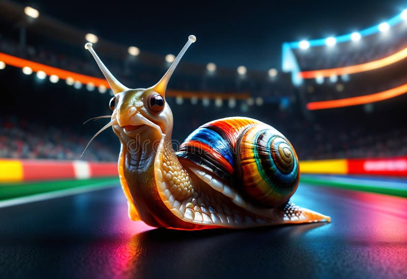 Snail Runs on the Racetrack. Generative AI Stock Illustration ...