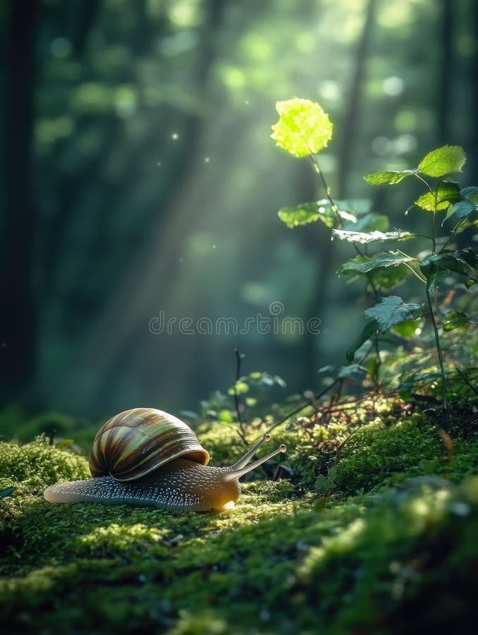 A snail s tranquil morning stock image. Image of nature - 361846783