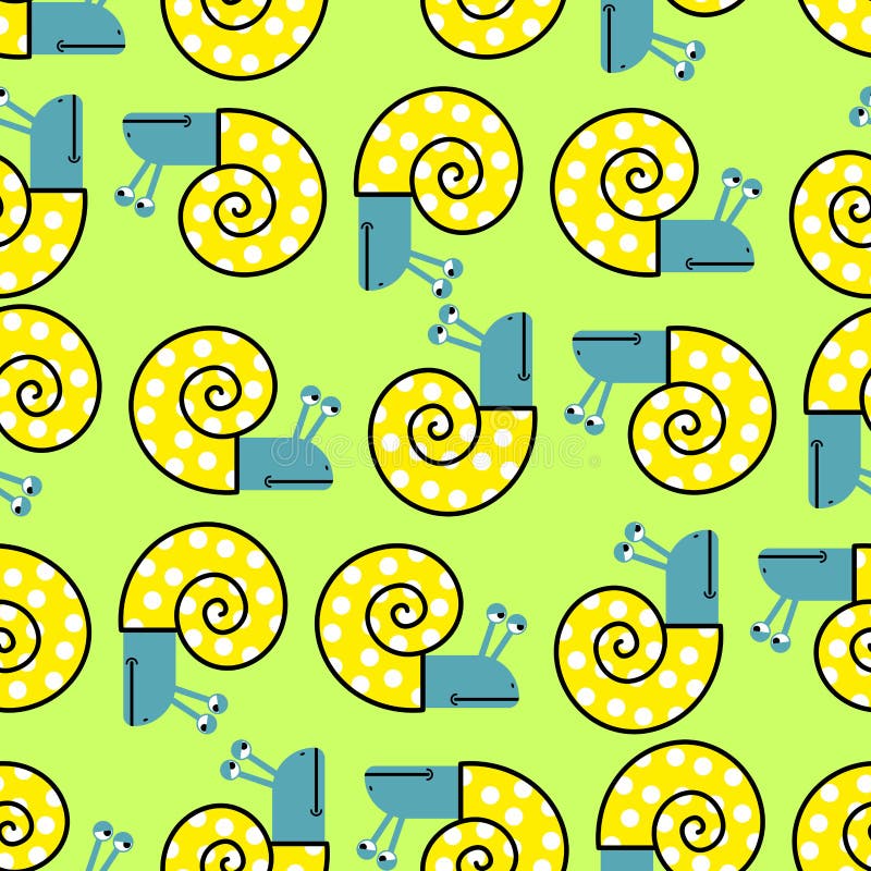 Snail Seamless Pattern. Vector Background with Shells Stock Vector ...