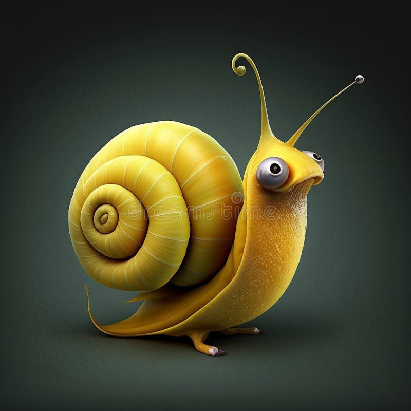 A Snail with a Snail Shell and a Green Shell. Stock Illustration ...