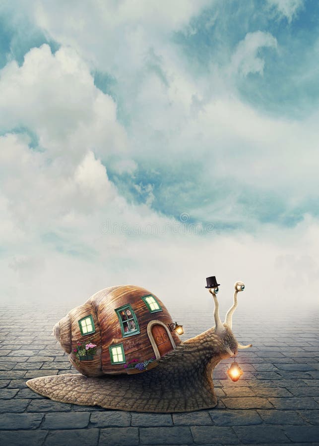 Snail with a shell house stock image. Image of ideas - 69772749