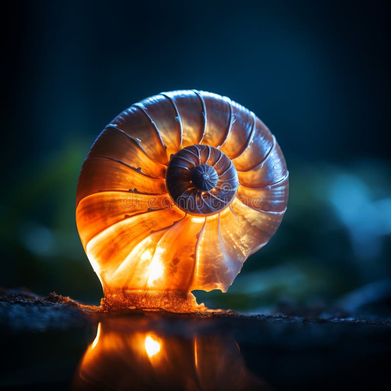 A Snail Shell is Lit Up in the Dark Stock Illustration - Illustration ...