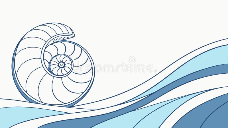 Snail Shell with Waves, Ocean Spiral Vector Design Generative AI Stock ...