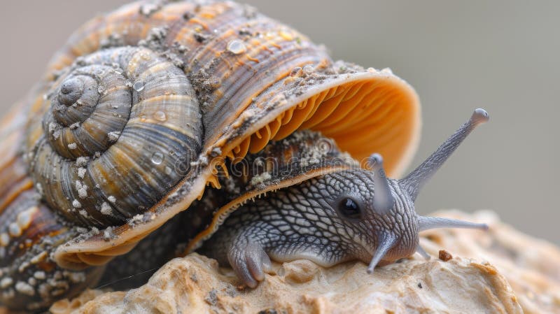 A Snail is Sitting on Top of a Rock with Its Shell Open, AI Stock Image ...
