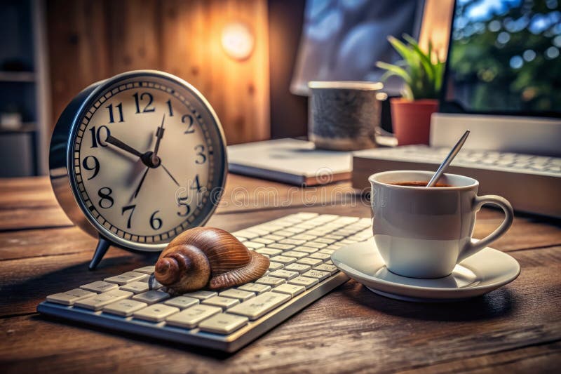 Snail on Slow Desktop Computer Patience and Frustration in Modern ...