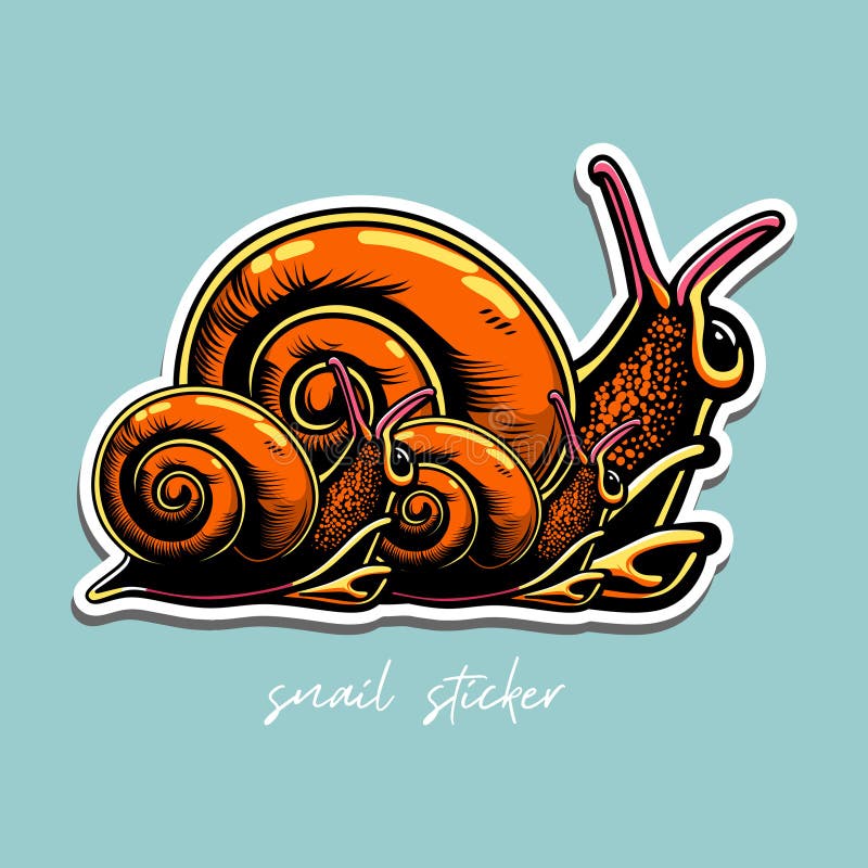 Snail Sticker Illustration Vector Stock Vector - Illustration of wild ...