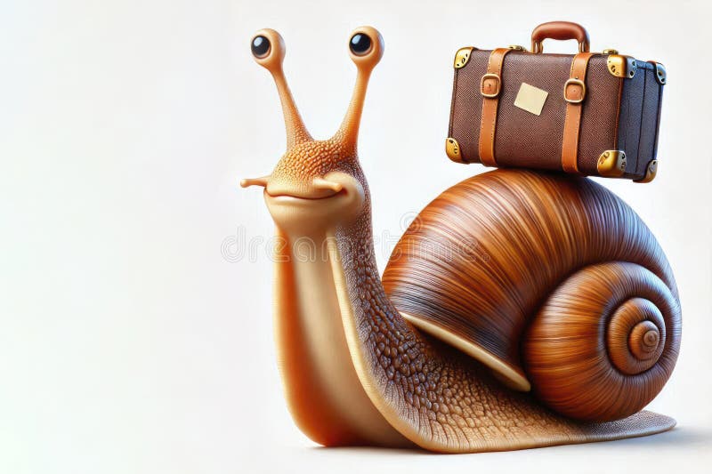 A Snail with a Suitcase on Its Back, Ready To Travel. Space for Text ...