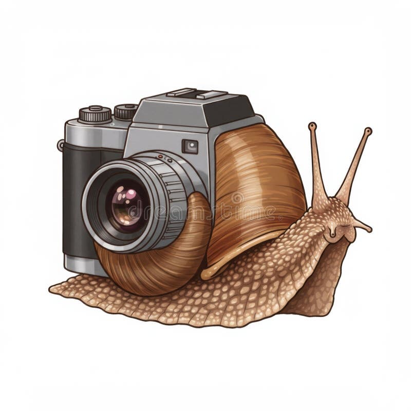 Snail with Vintage Camera Illustration Stock Illustration ...