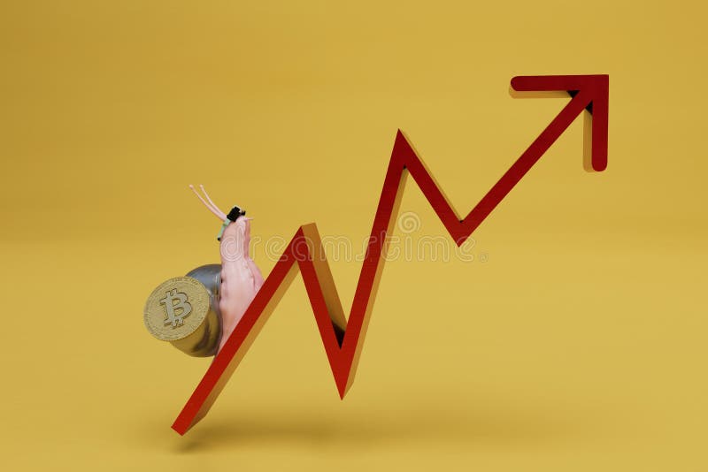 A Snail in Virtual Reality Glasses and Bitcoin Crawling Up the Red ...