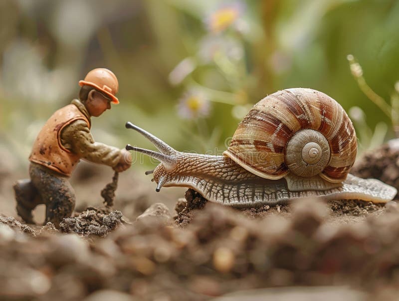 A Snail Working at a Job Small Stock Illustration - Illustration of ...