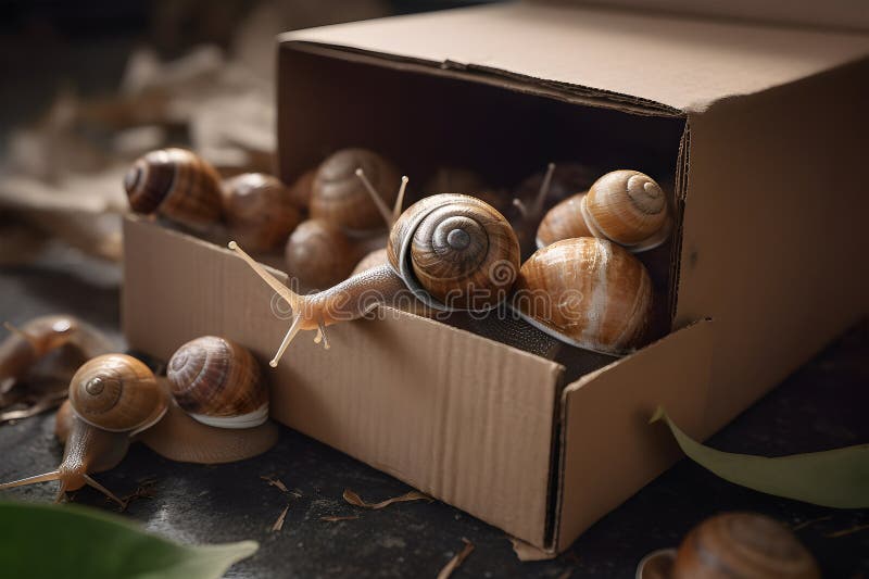 Snails Climb Out of the Box. Stock Illustration - Illustration of ...