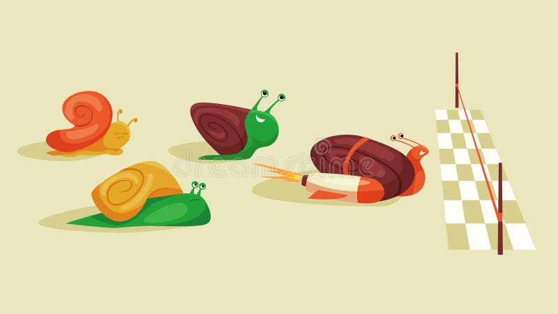 Snails Competing in a Race with Creative Tactics Concept. Stock ...