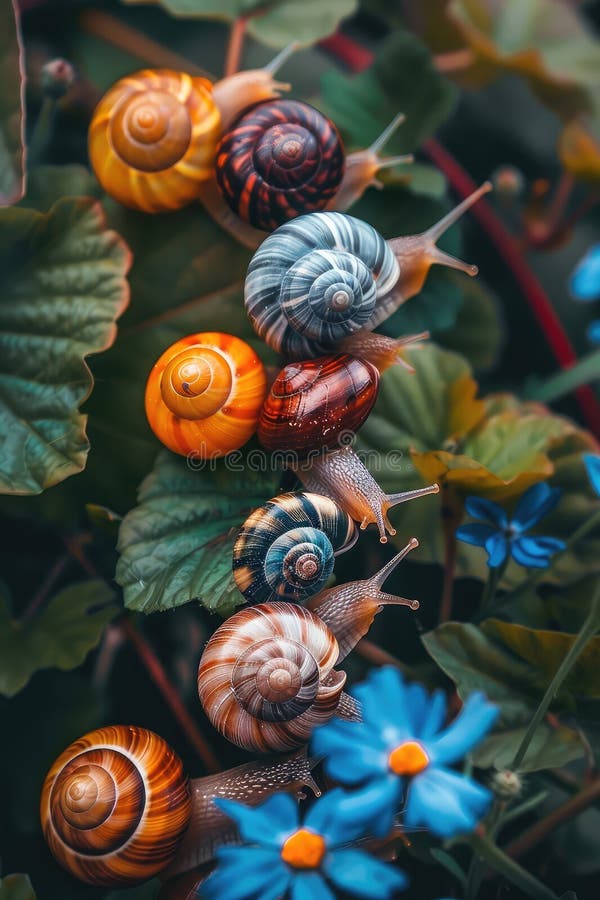 Snails in the Garden on Plants. Selective Focus Stock Photo - Image of ...