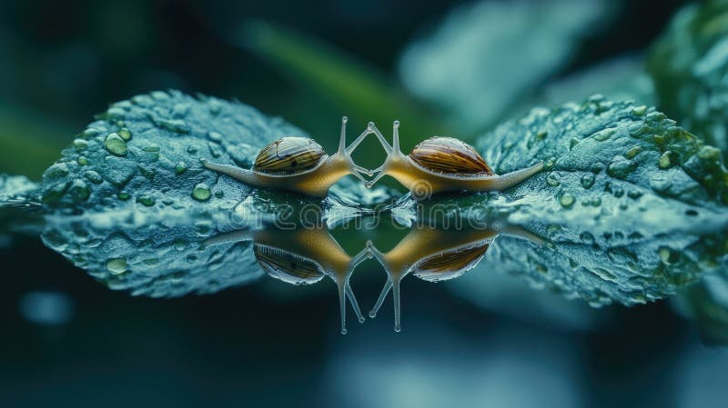 Snails on Leaf stock photo. Image of terrestrial, botany - 379952372