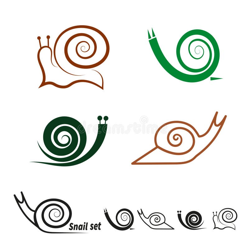 Set of Snails, Icons of Garden and Toy Creatures Stock Vector ...
