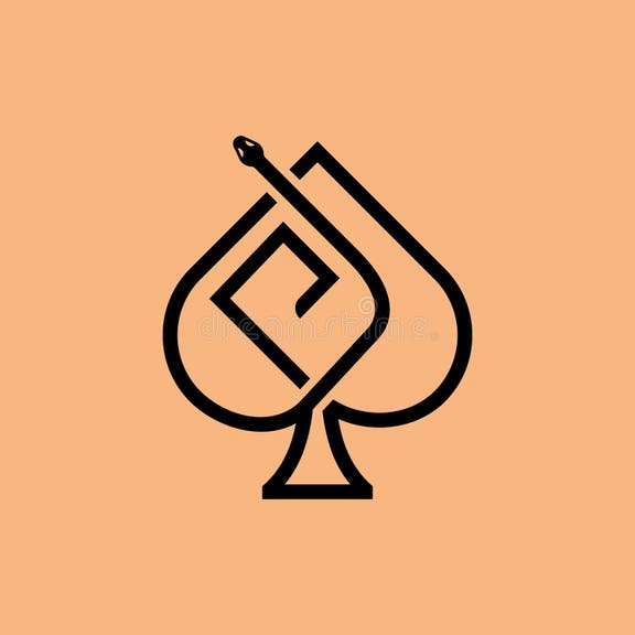 Snake Ace Spade Line Simple Logo Icon Design Template, Logotype Element ...