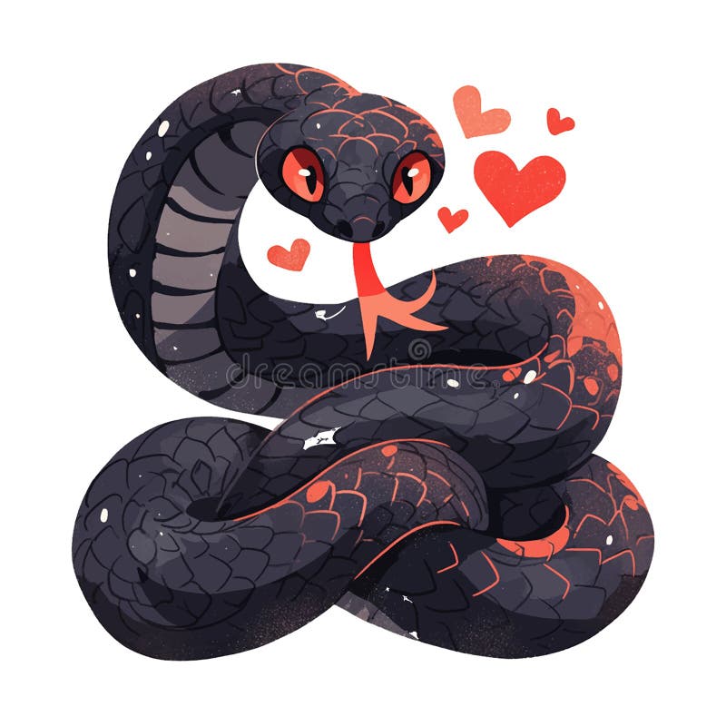 2025 a Snake with a Heart on Its Head. the Snake is Black and Red Stock ...