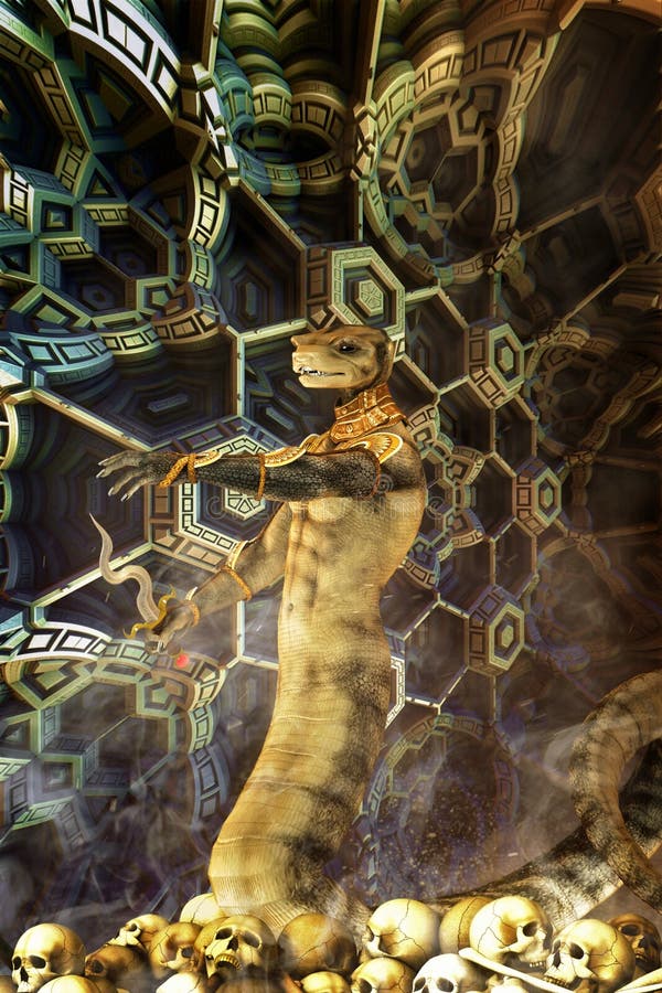 Snake Alien Inside a Techological Structure Stock Illustration ...