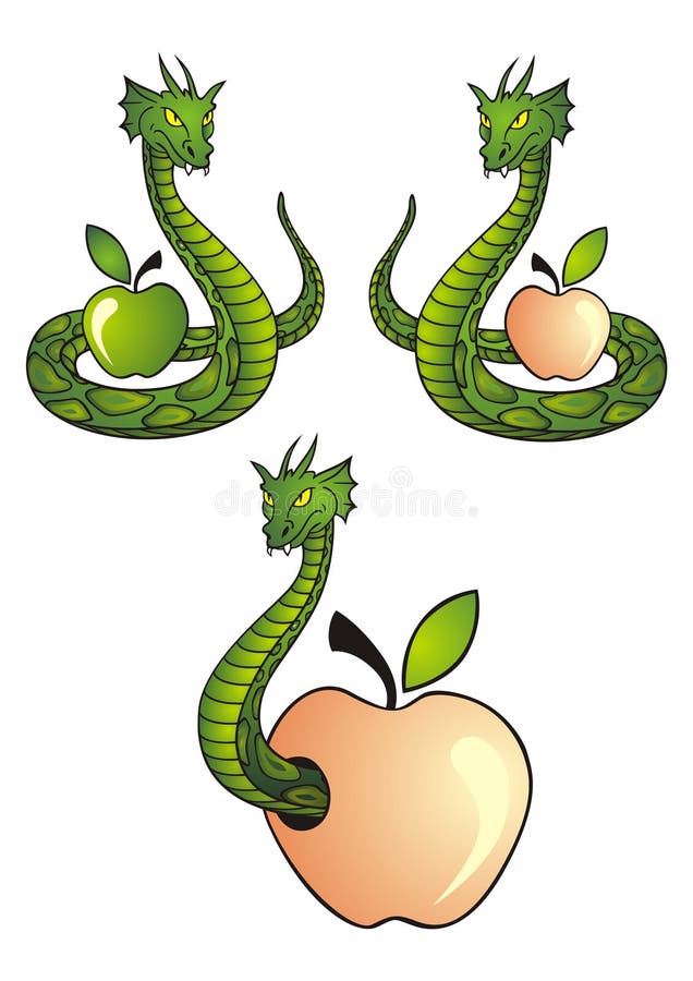 Snake and apple stock vector. Illustration of symbol - 12306539