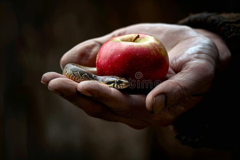 Snake and Apple. the Original Sin. the Forbidden Fruit. AI Generated ...