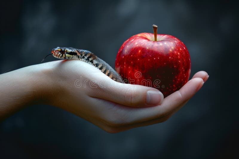 Snake and Apple. the Symbolism of the Forbidden Fruit. AI Generated ...