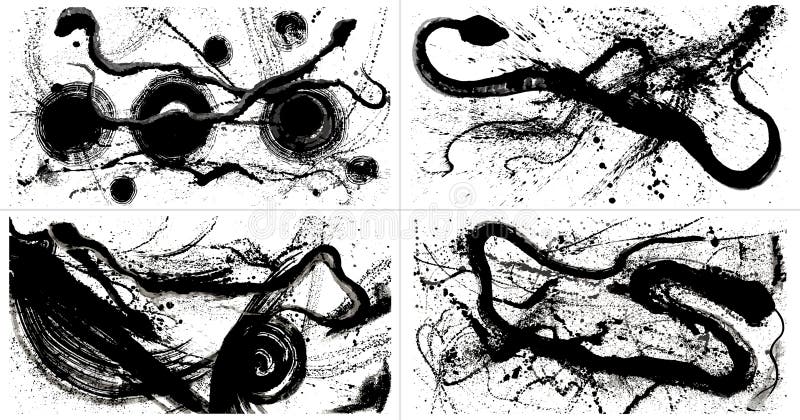 Set of Snake Illustrations. Brush Stroke Illustration. Stock ...