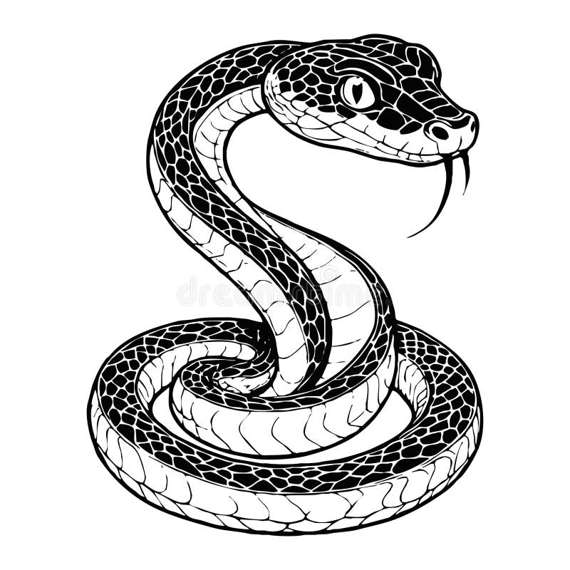 Snake . Black and White Illustration Stock Illustration - Illustration ...