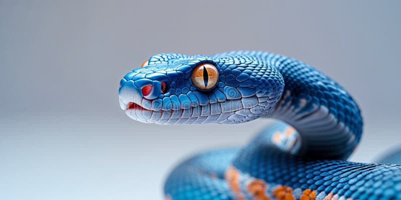 A Snake with a Blue Head and Orange Eyes Stock Photo - Image of strangler, head: 369425884