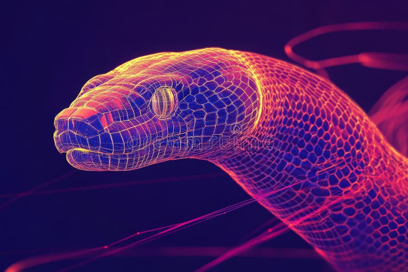 A Snake with a Blue Head and Red Body Stock Illustration - Illustration ...