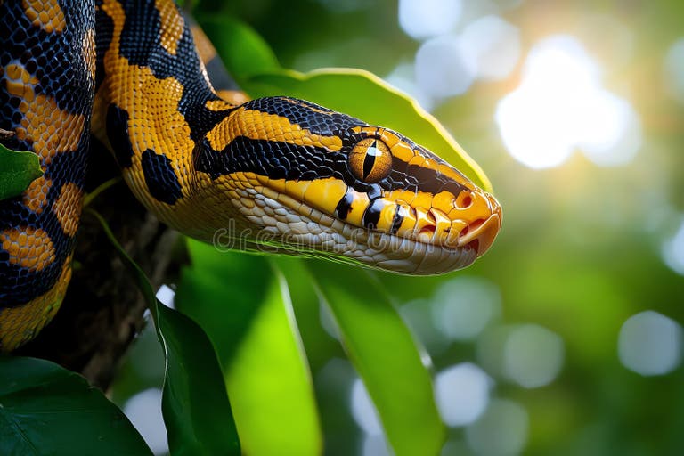 Snake Boa, Large, and Jungle Visualized in a Jungle Where a Large Boa ...