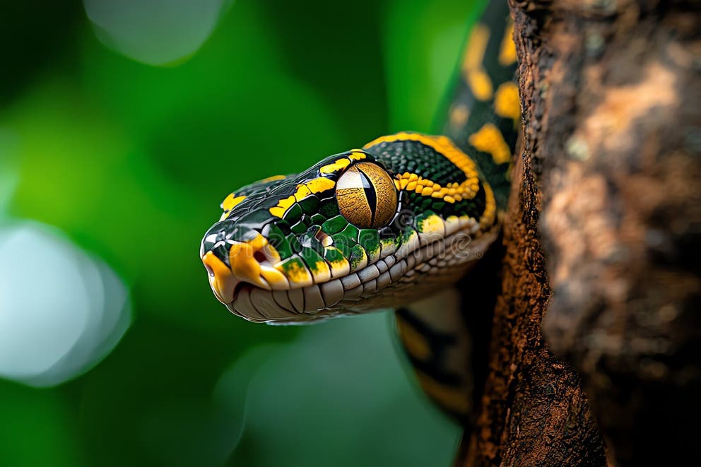 Snake Boa, Large, and Jungle Visualized in a Jungle Where a Large Boa ...