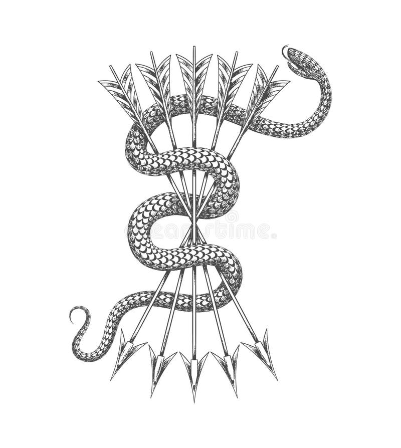 Esoteric Snake of Wisdom Hermetic Alchemy Medieval Drawing Occult ...