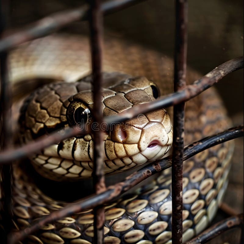 A snake is in a cage. stock illustration. Illustration of brown - 315647569