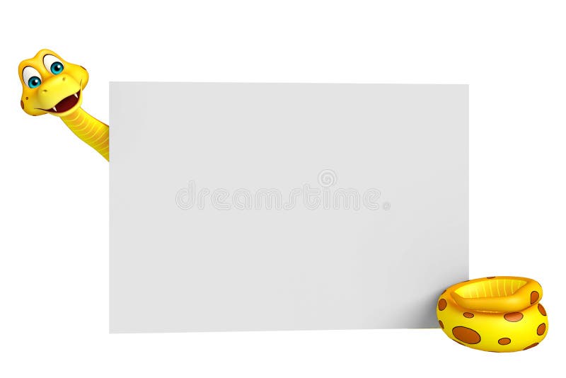 Snake Cartoon Character with Board Stock Illustration - Illustration of ...