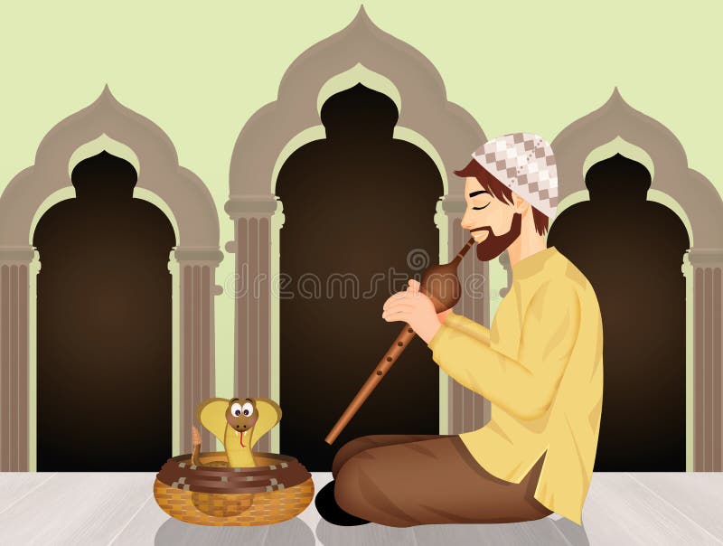 Snake charmer man stock illustration. Illustration of ethnic - 210201338