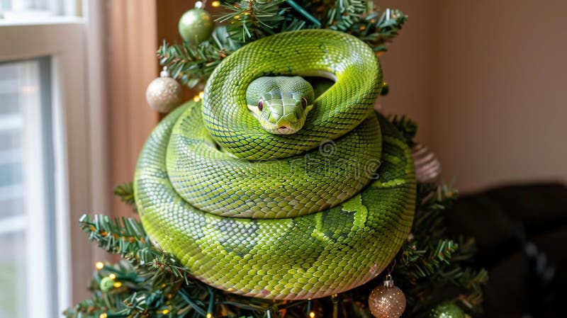 A Snake on a Christmas Tree. 2025 is the Year of the Snake Stock Image ...