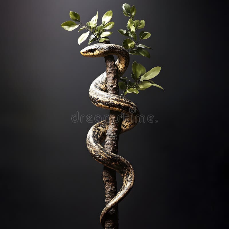Snake Coiled Around Branch stock illustration. Illustration of wildlife ...