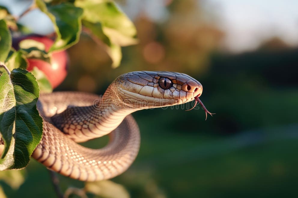 A Snake Coiled Around the Branches of a Tree Stock Image - Image of ...