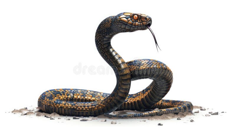 A Snake Coiled on the Ground, Showcasing Its Natural Behavior Stock ...
