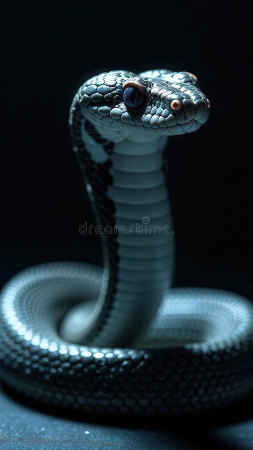 Snake Coiling in a Dark Setting Highlighting Its Intricate Scales and ...