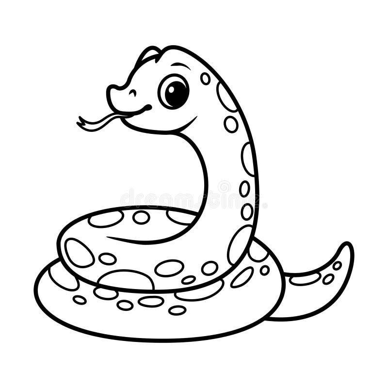 Snake Coloring Page Cartoon Vector Illustration Stock Vector ...