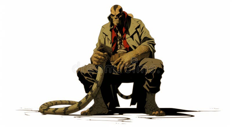 Snake Comic Book Character by Mike Mignola: Red and Beige Pensive Poses ...