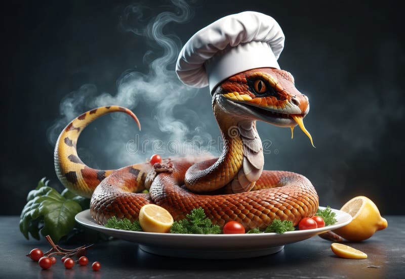 Snake Cook Prepares a Festive Dish Stock Image - Image of year, 2025: ...