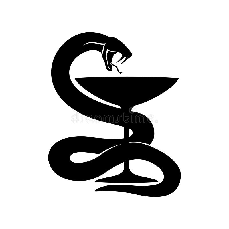 Snake with a cup. stock vector. Illustration of sign - 85037451