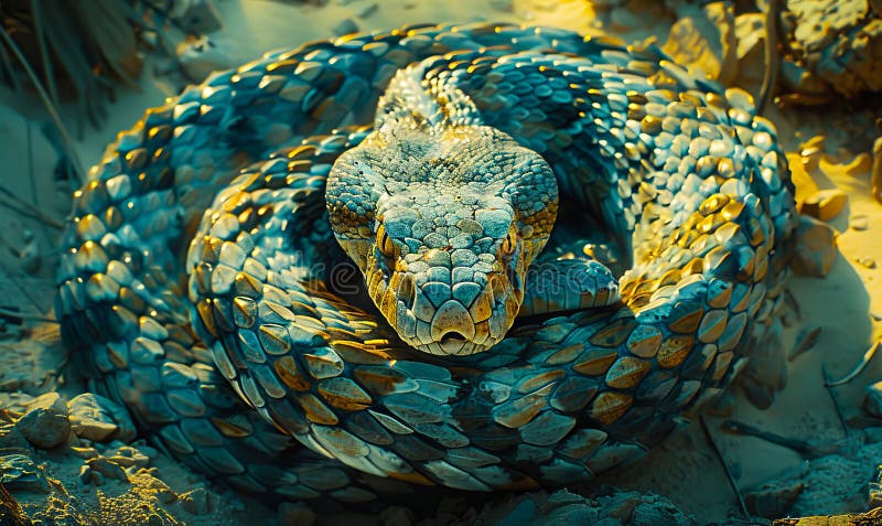 A Snake Curled Up in the Sand Stock Image - Image of reptile, scaled ...