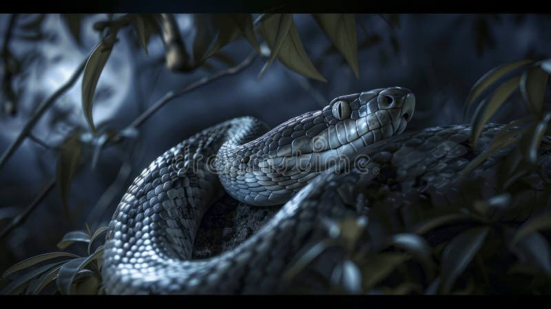Snake Curled Up in the Shadows, Snake in the Shadows Stock Photo ...