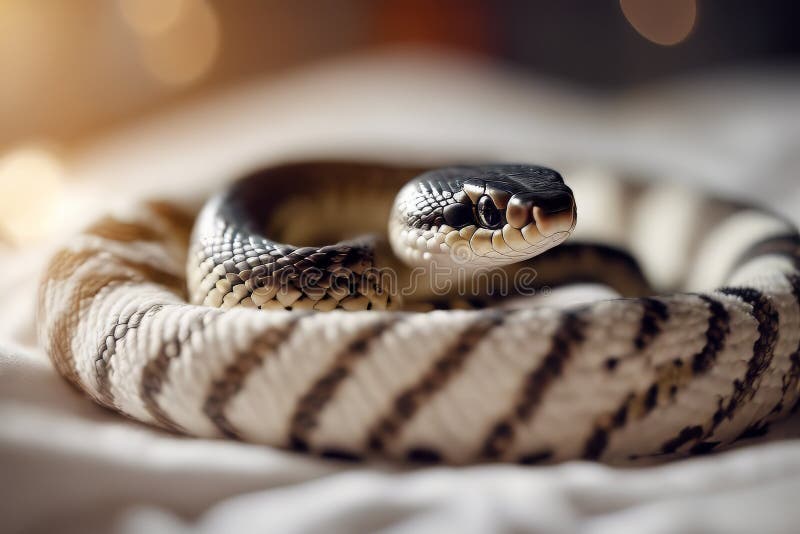 A Snake is Curled Up on a White Surface Stock Image - Image of reptile ...